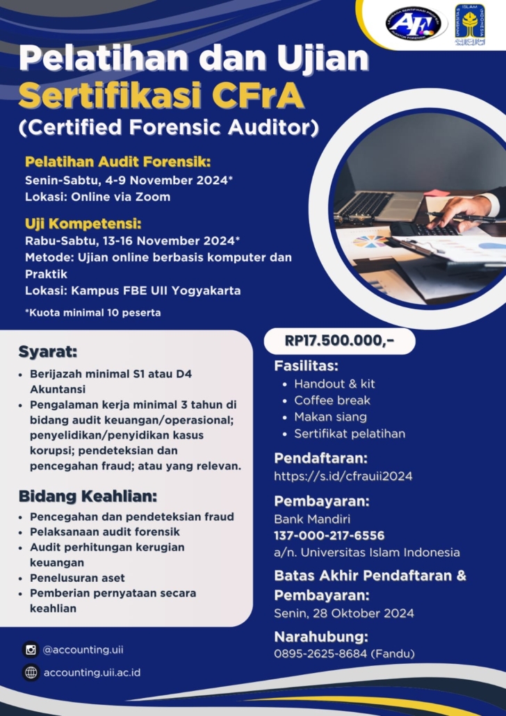 Pelatihan dan Ujian Sertifikasi CFrA - Fakultas Bisnis dan Ekonomika UII